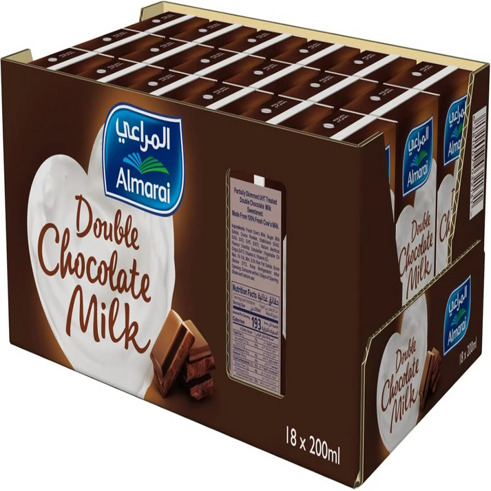 Almarai Uht Double Chocolate Flavoured Milk, 18 X 200 ml – Qibah